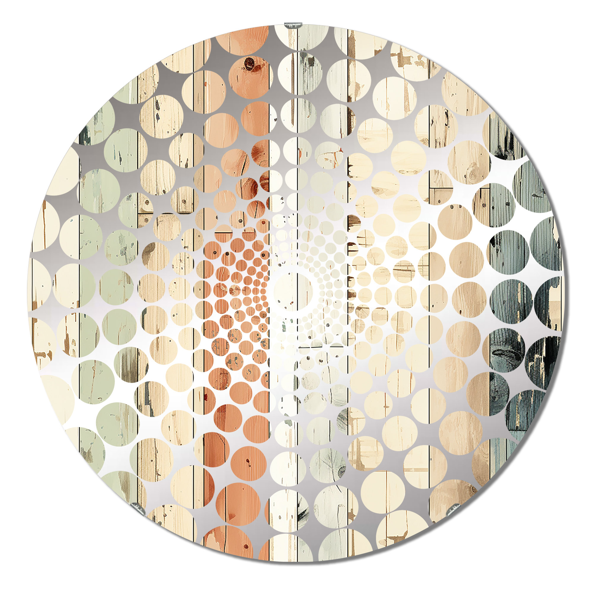 Design Art Rustic Planks Harmony - Concentric Circles Decorative Mirror ...