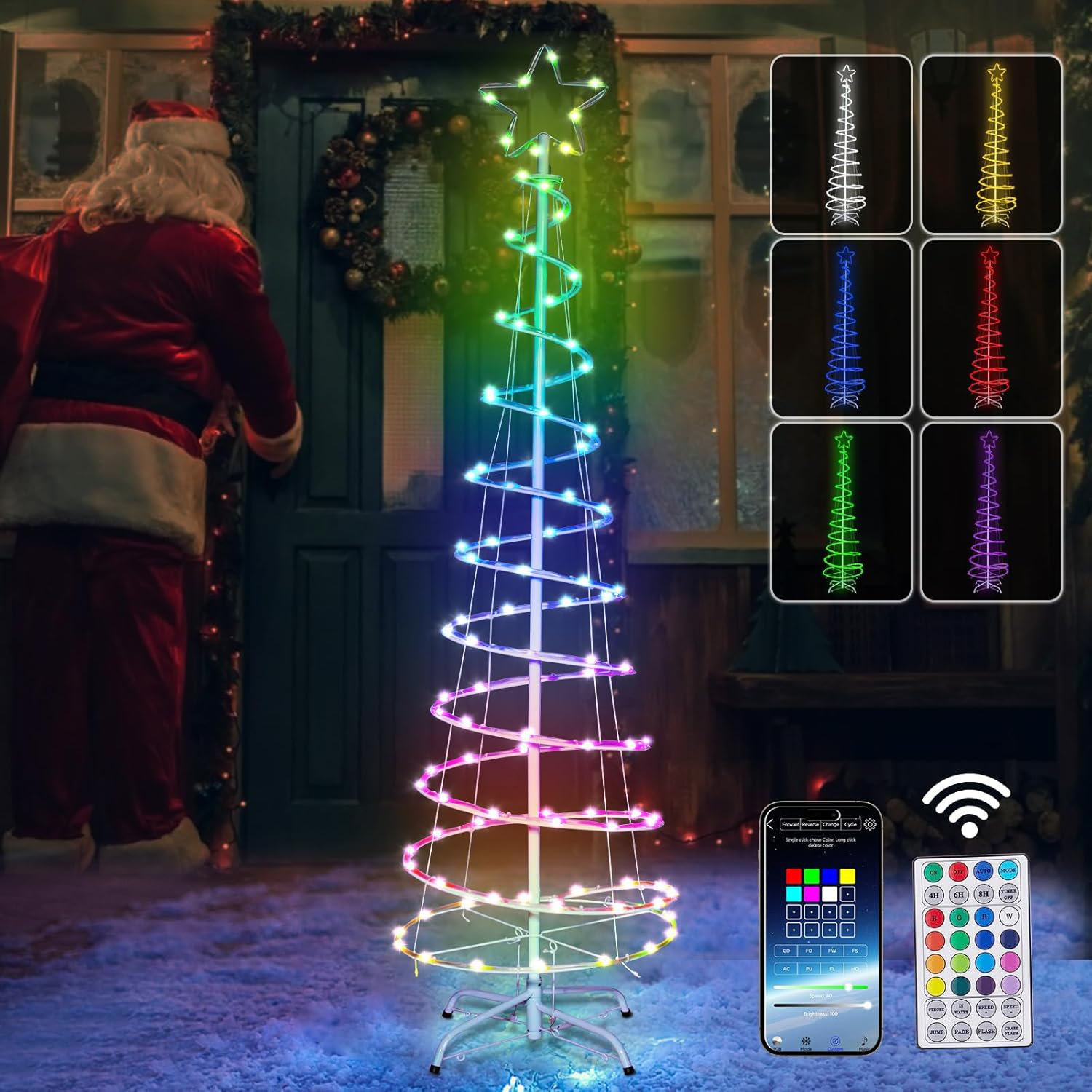 The Holiday Aisle® Christmas Tree, Portable Spiral Tree Led Lights ...