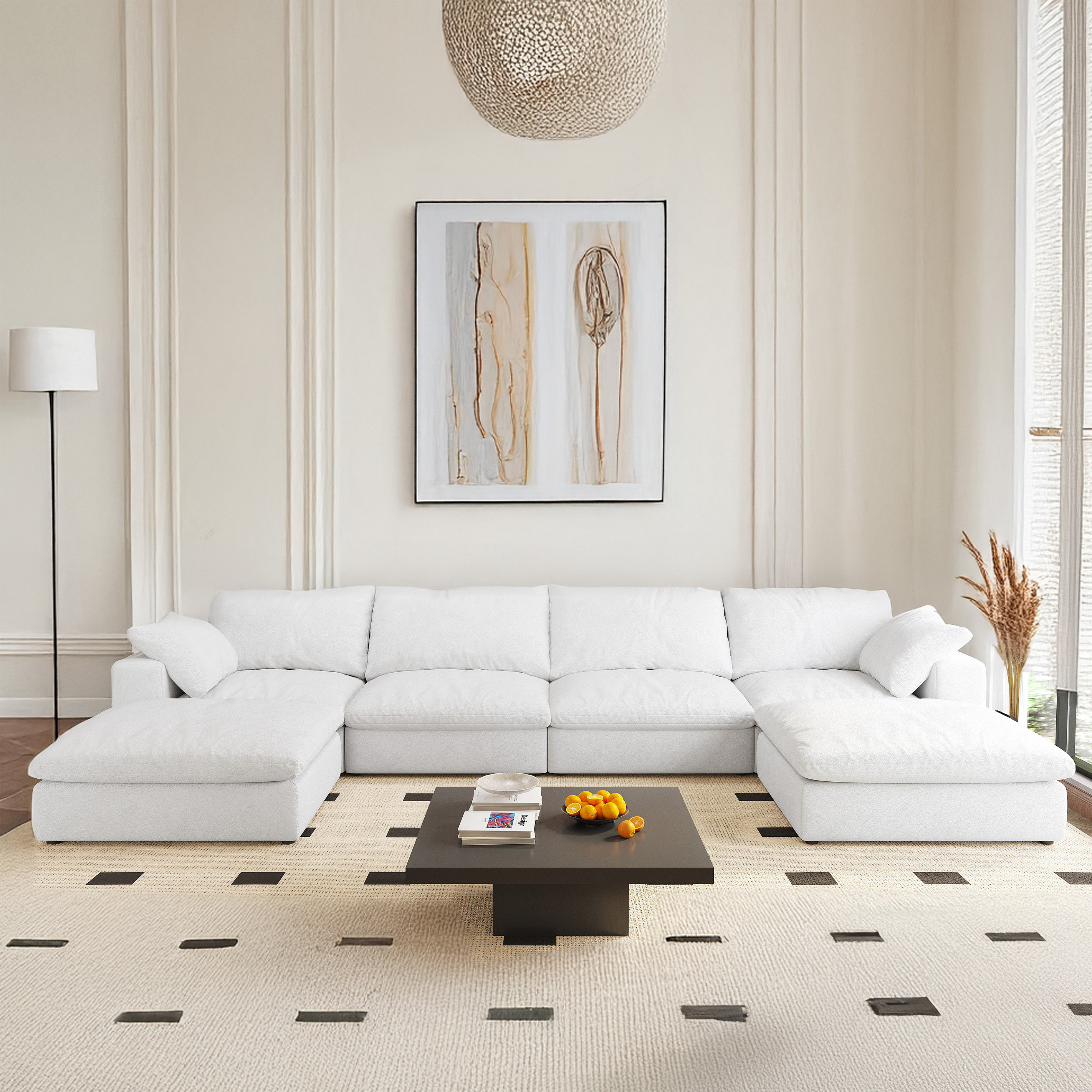 Hokku Designs Cloud Modular Sectional sofa with 2 Storage Ottomans,160. ...