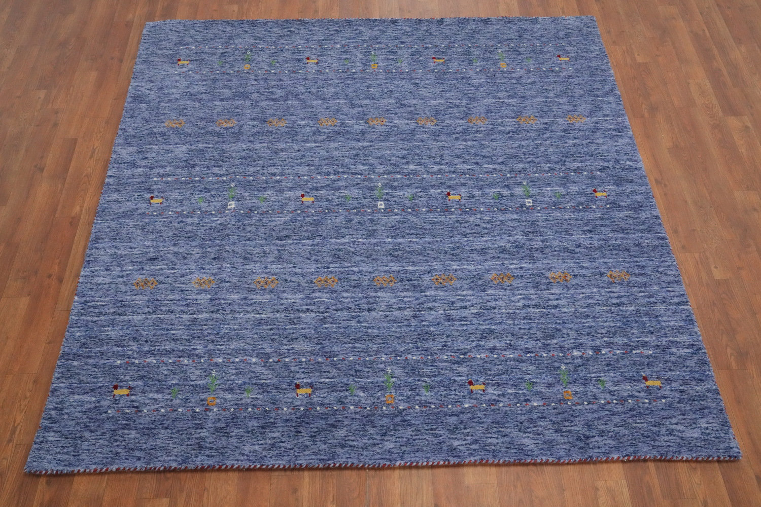 Foundry Select Handmade Blue Gabbeh Style Square Area Rug 6x6 | Wayfair