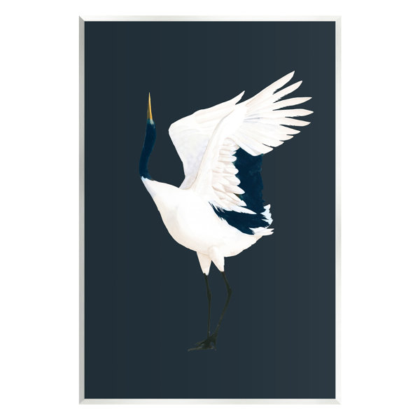 Ebern Designs Crane Bird Facing Left Wall Plaque Art by Grace Popp ...