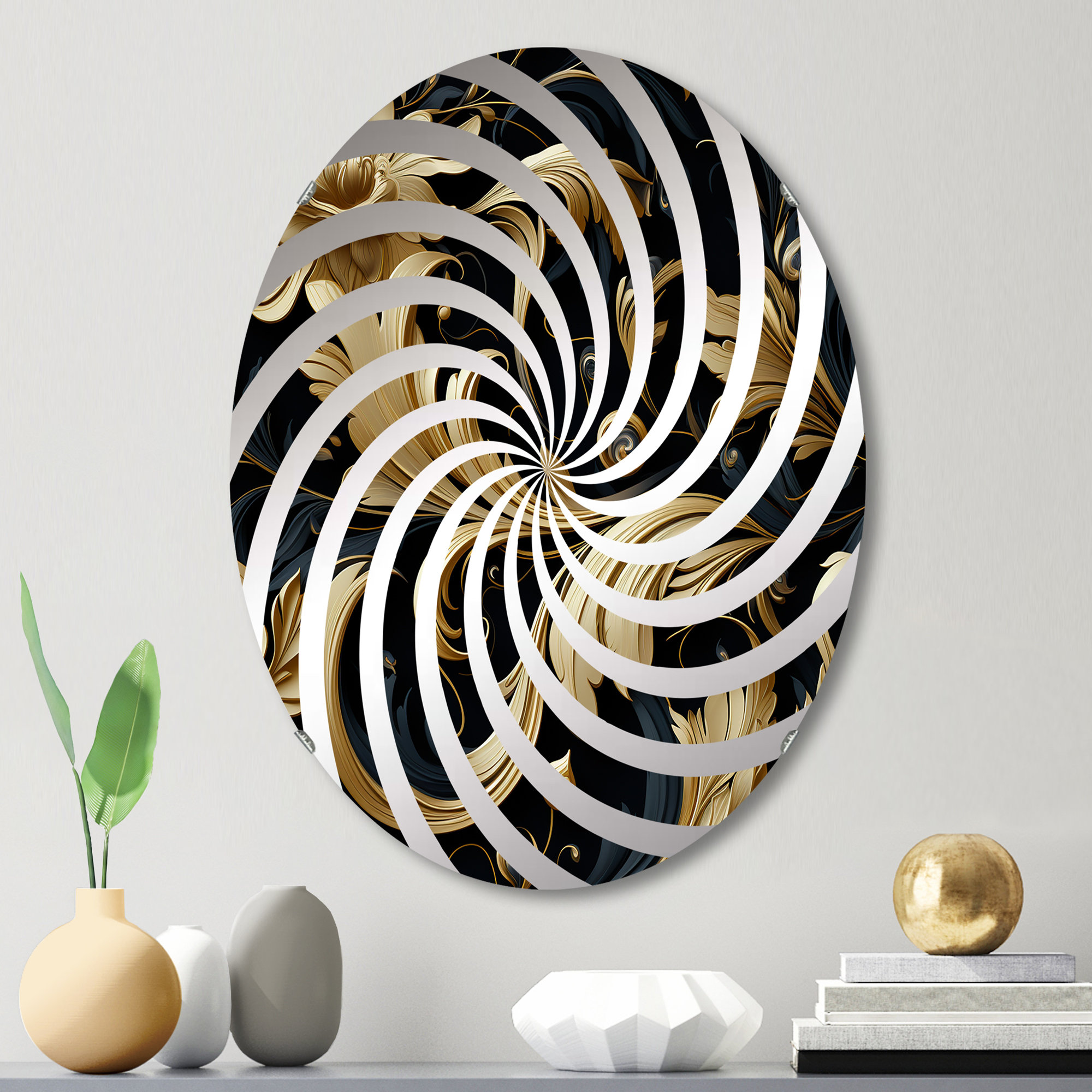 Design Art Black And Gold Intrigue Elegance - Vortex Decorative Mirror ...