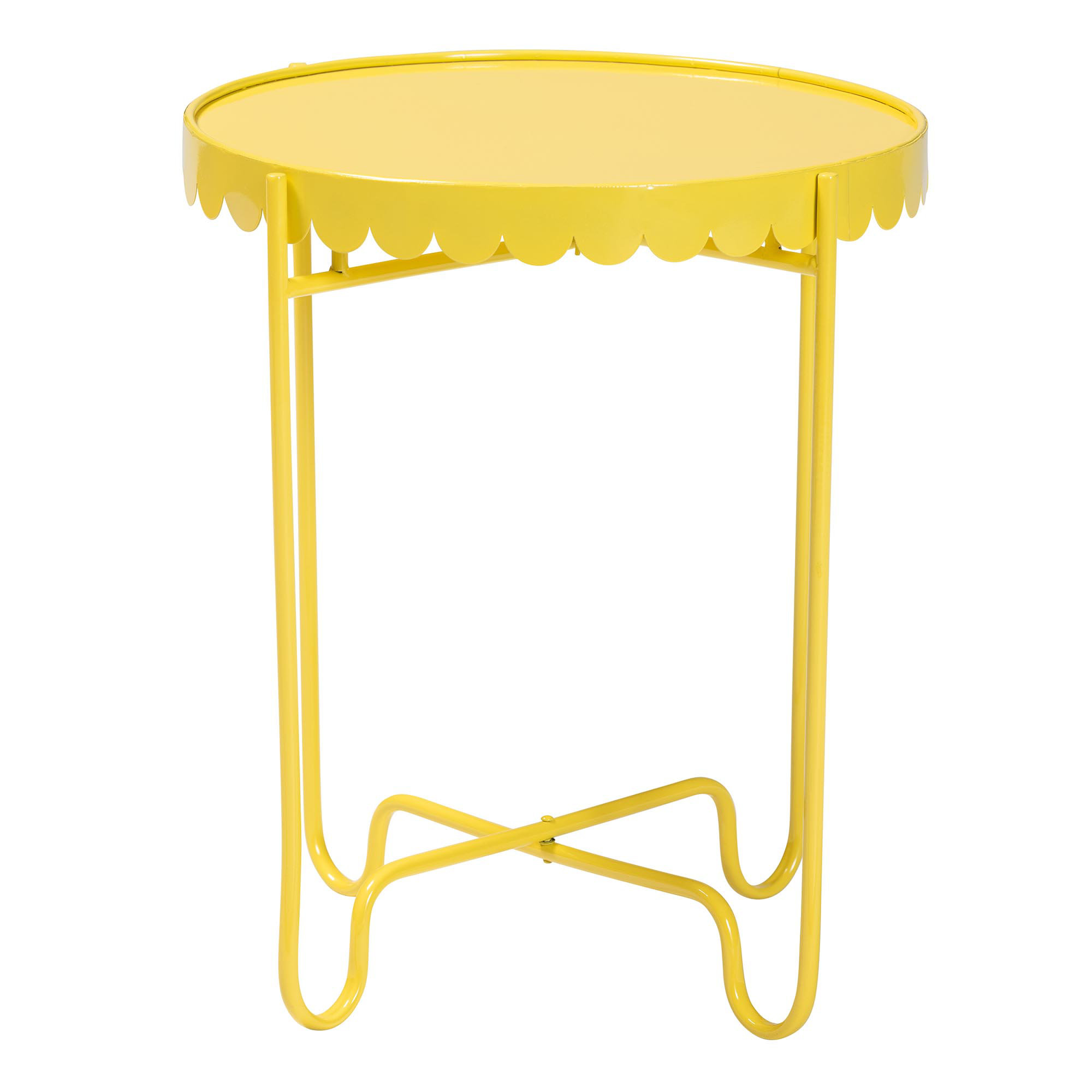 Ebern Designs Baxton Studio Laverne Metal Side Table With Scalloped Tray Top – Round Accent ...