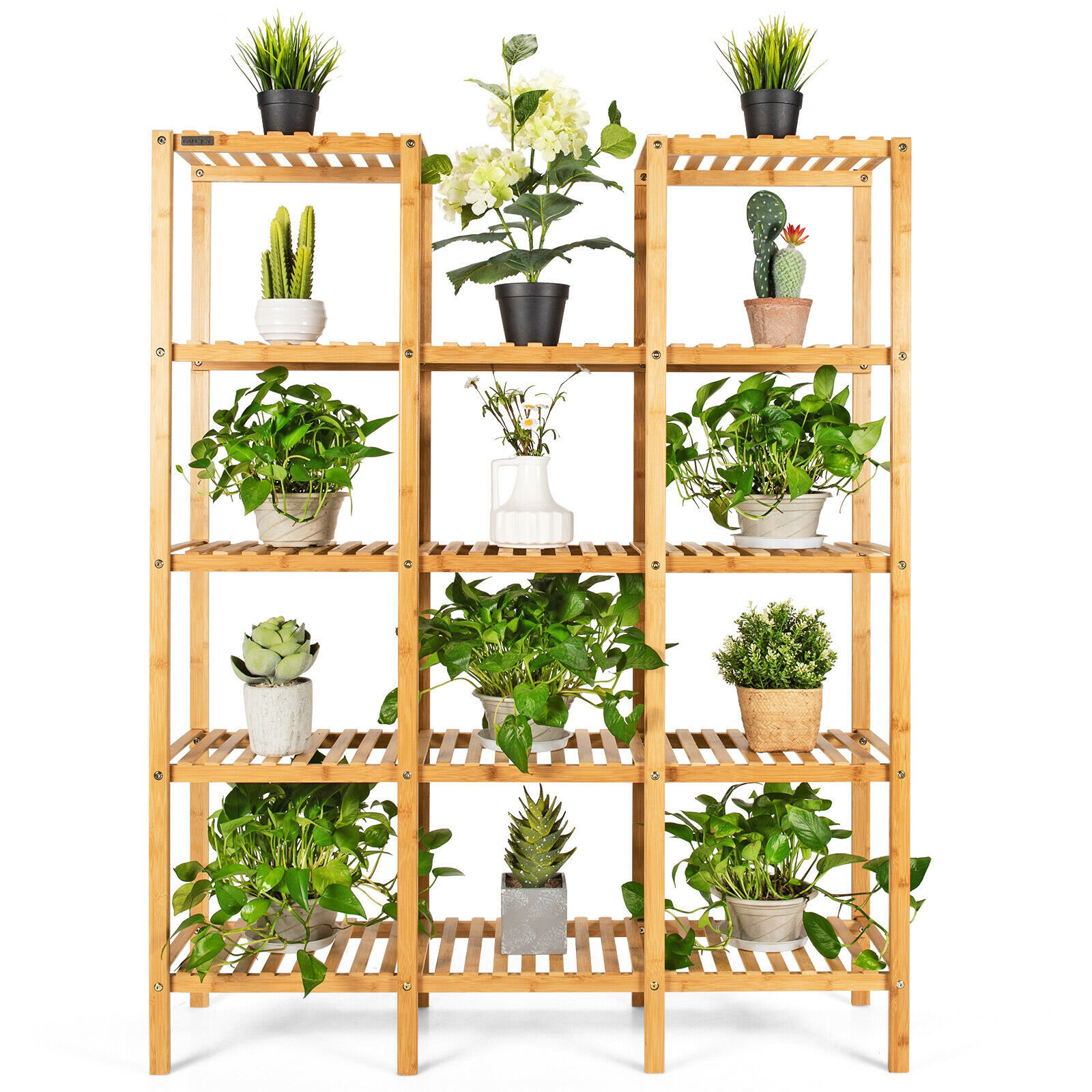 Arlmont & Co. Addy Multifunctional Bamboo Wood Shelf Flower Plant ...