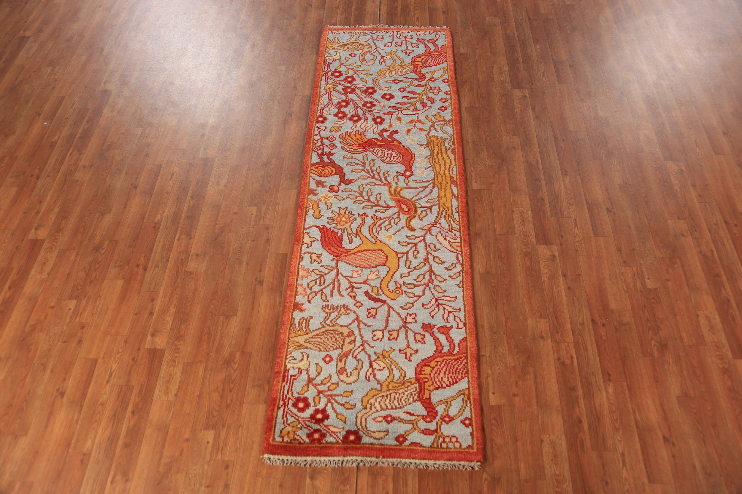 Bungalow Rose Animals Design Blue Ziegler Indian Runner Rug | Wayfair