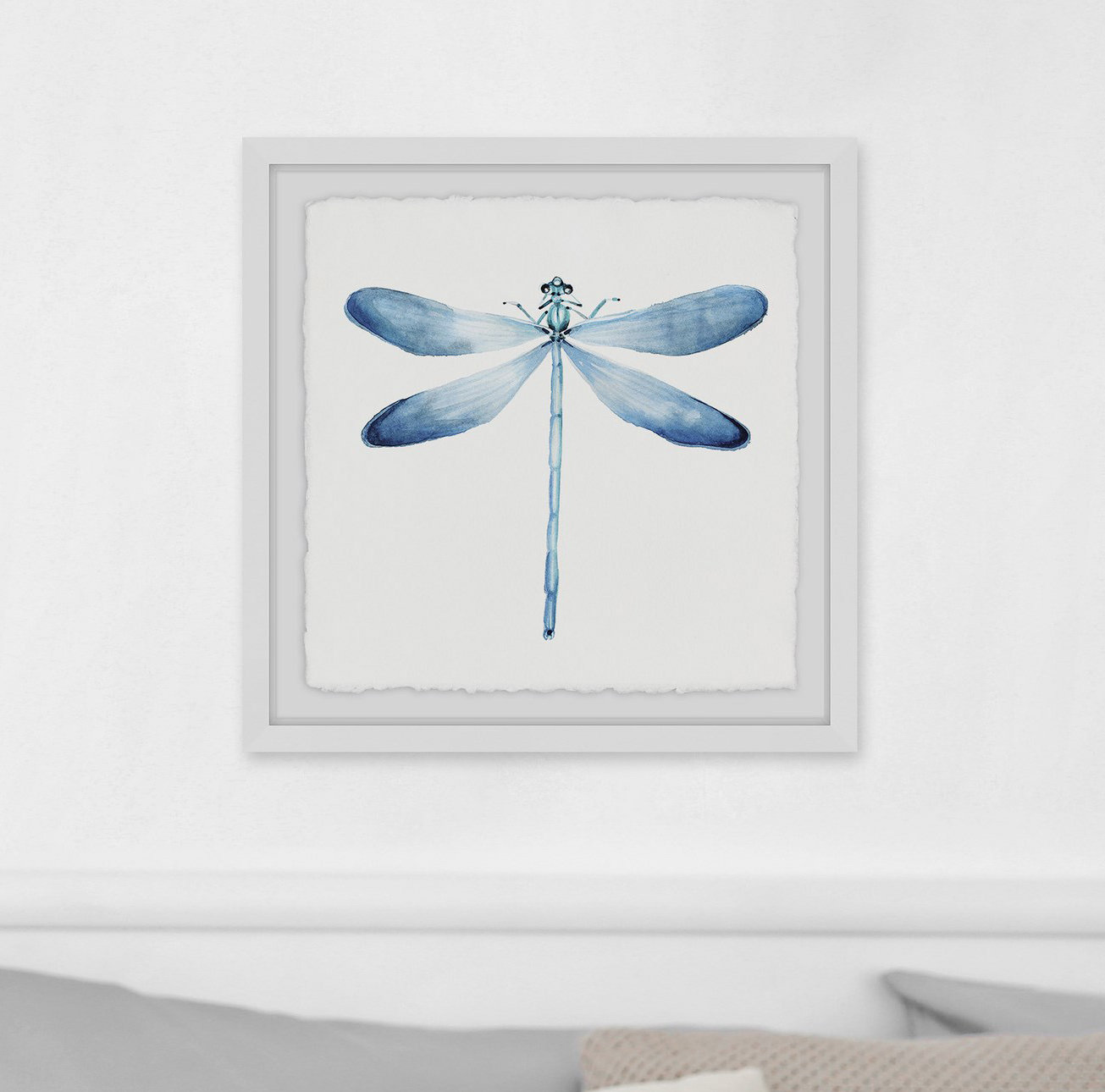 Orren Ellis 'Pastel Blue Dragonfly' Picture Frame Print on Paper ...