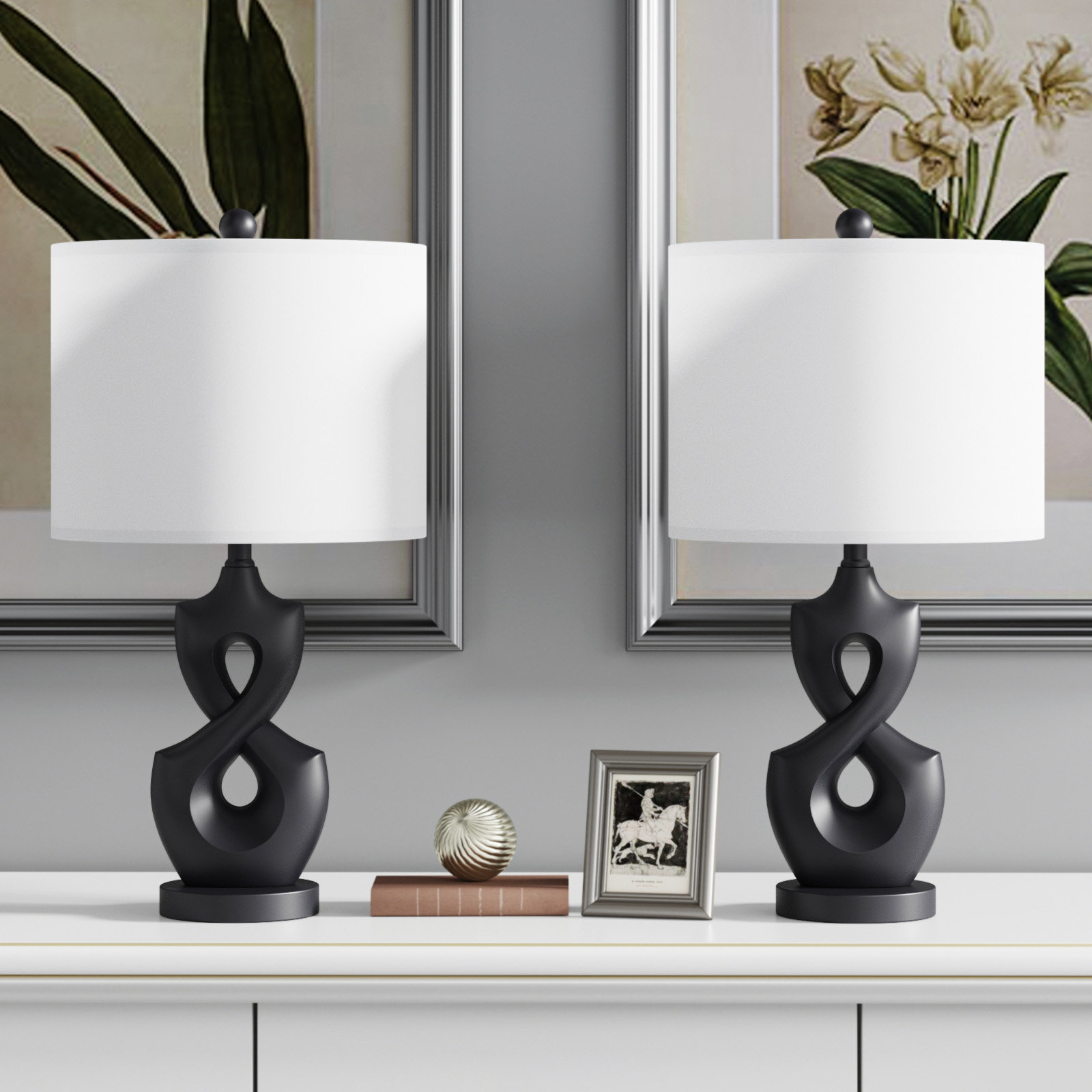 Wade Logan Black Resin Table Lamp Set With USB & Reviews - Wayfair Canada