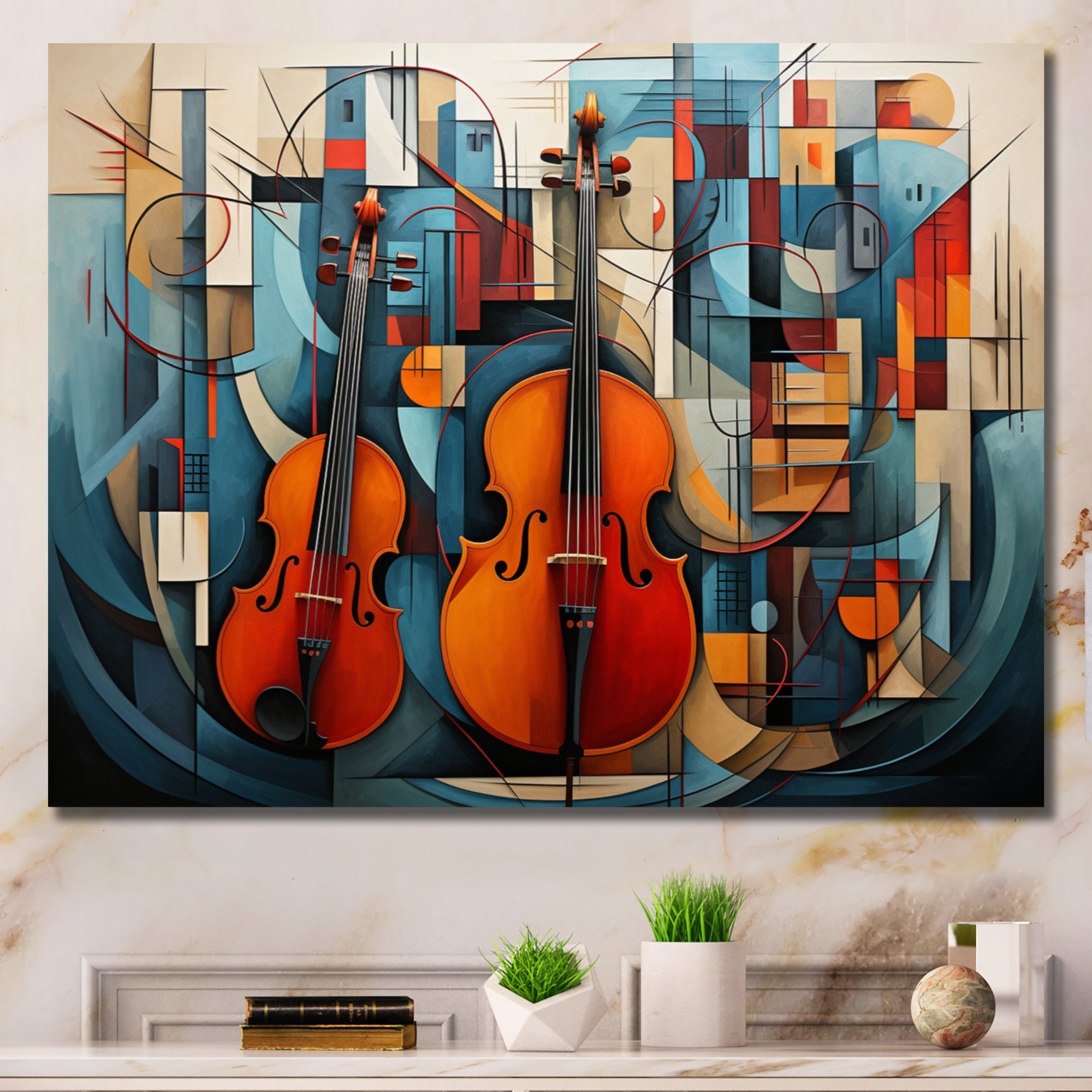 Ivy Bronx Cubism Music Forms I - Print on Canvas | Wayfair