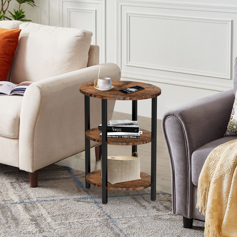 17 Stories Jakwan Oval End Table with 3-Tier Storage Shelves & Reviews ...