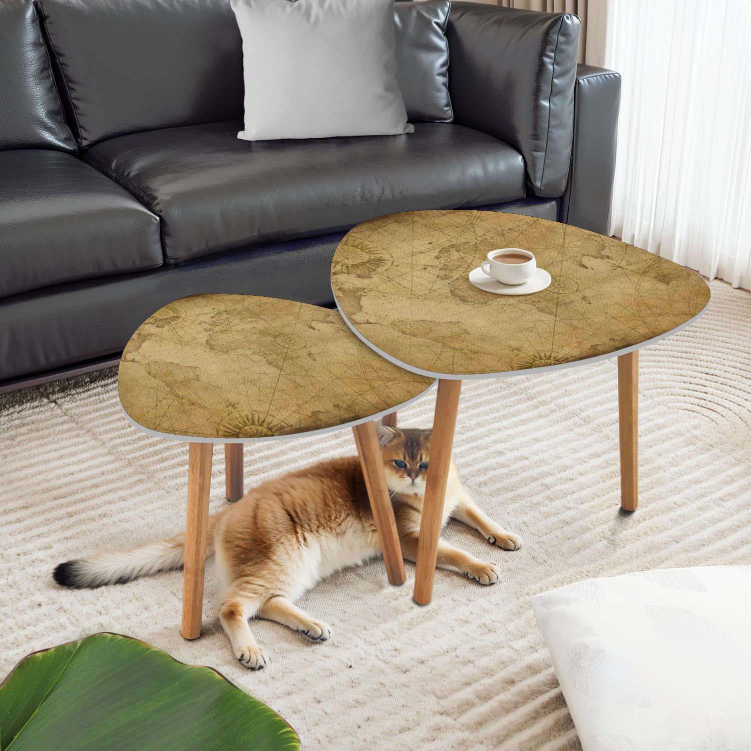 East Urban Home Triangle Nesting Coffee Table Set of 2 retro styled ...