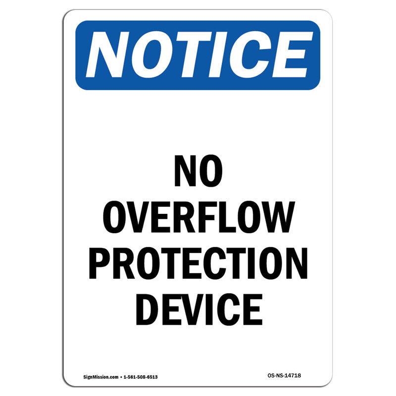 SignMission No Overflow Protection Device Sign | Wayfair
