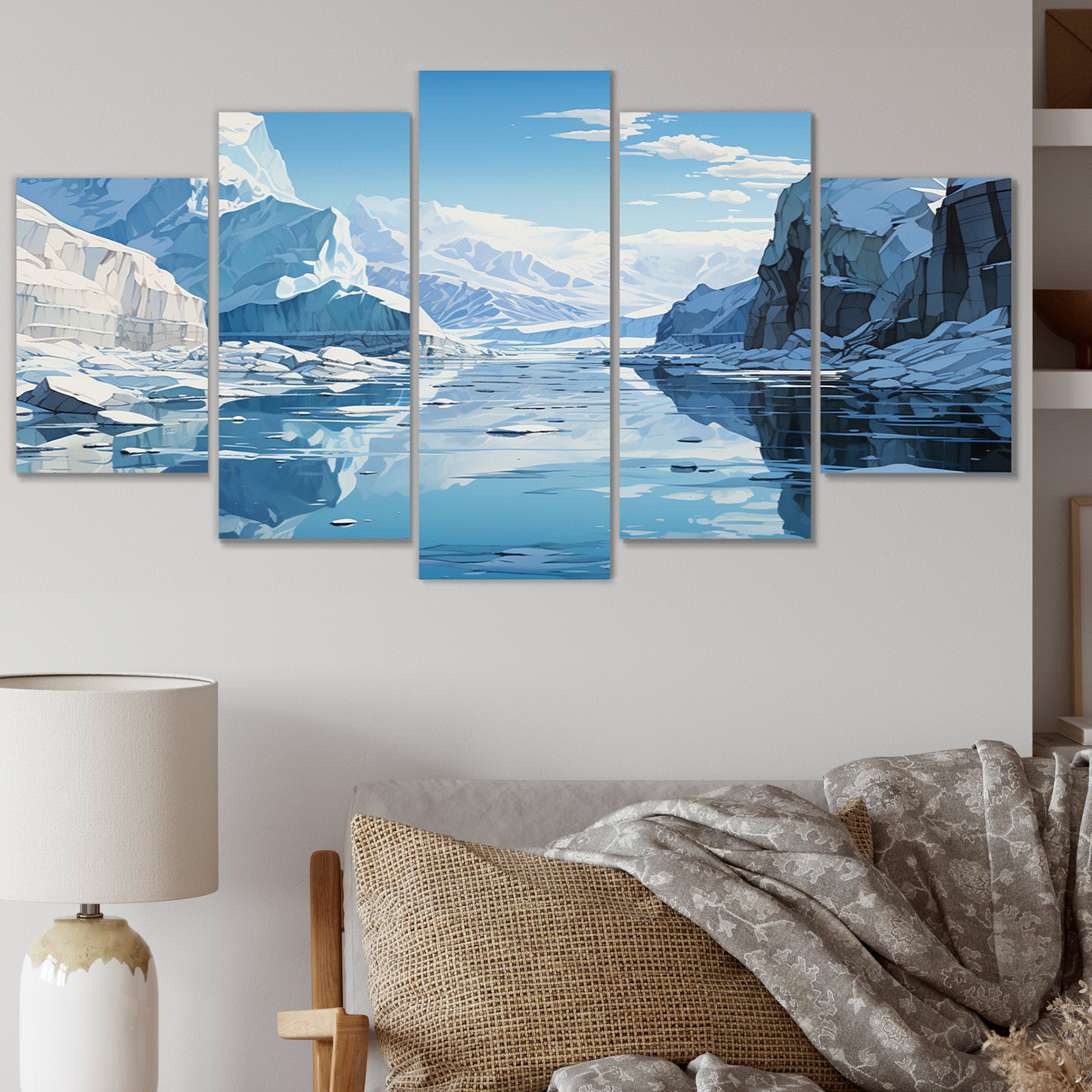 Design Art 5 Glacier Ice Blue Solitude I iceberg Wall Decor Set Metal ...
