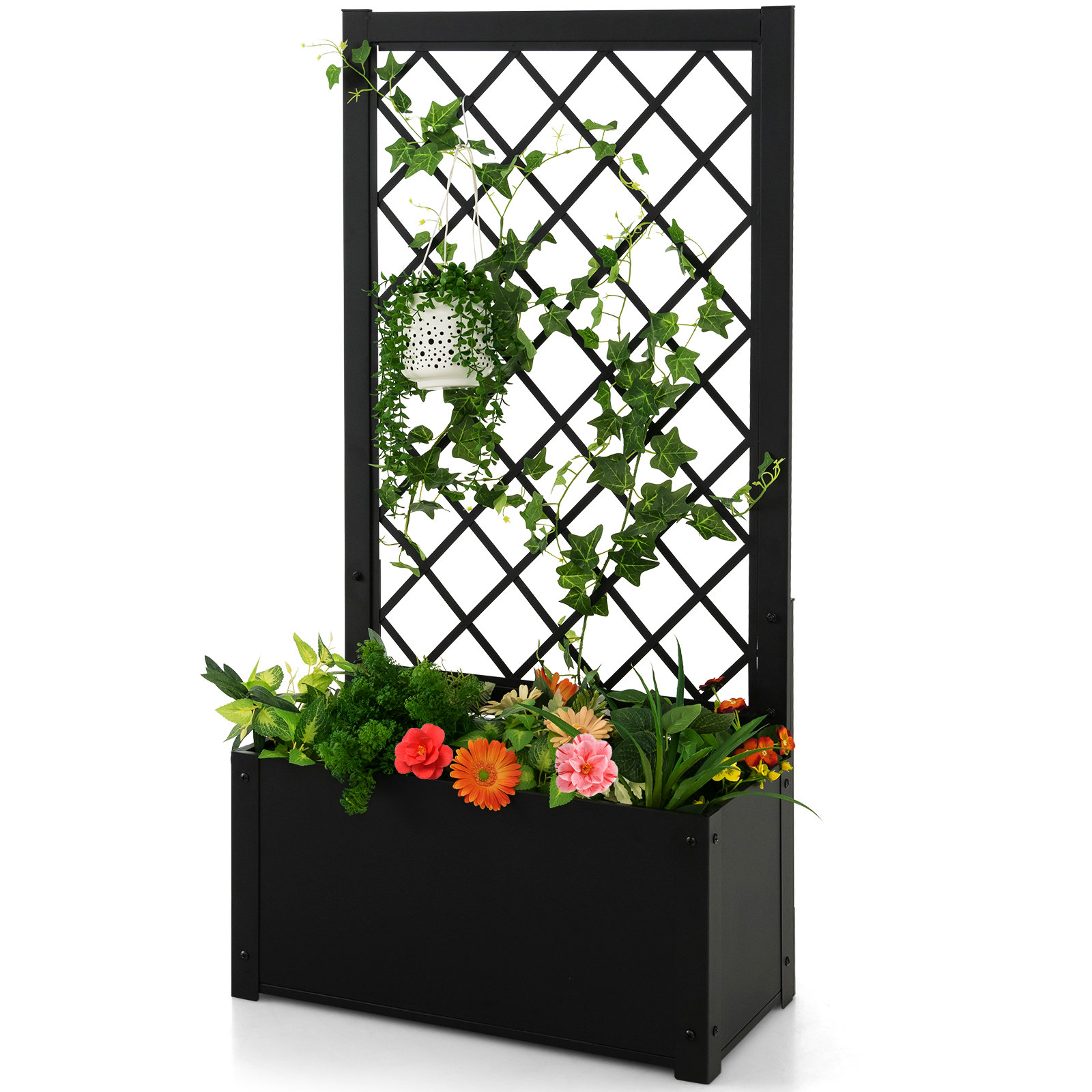 Arlmont & Co. Shandia Metal Planter Box with Trellis & Reviews | Wayfair