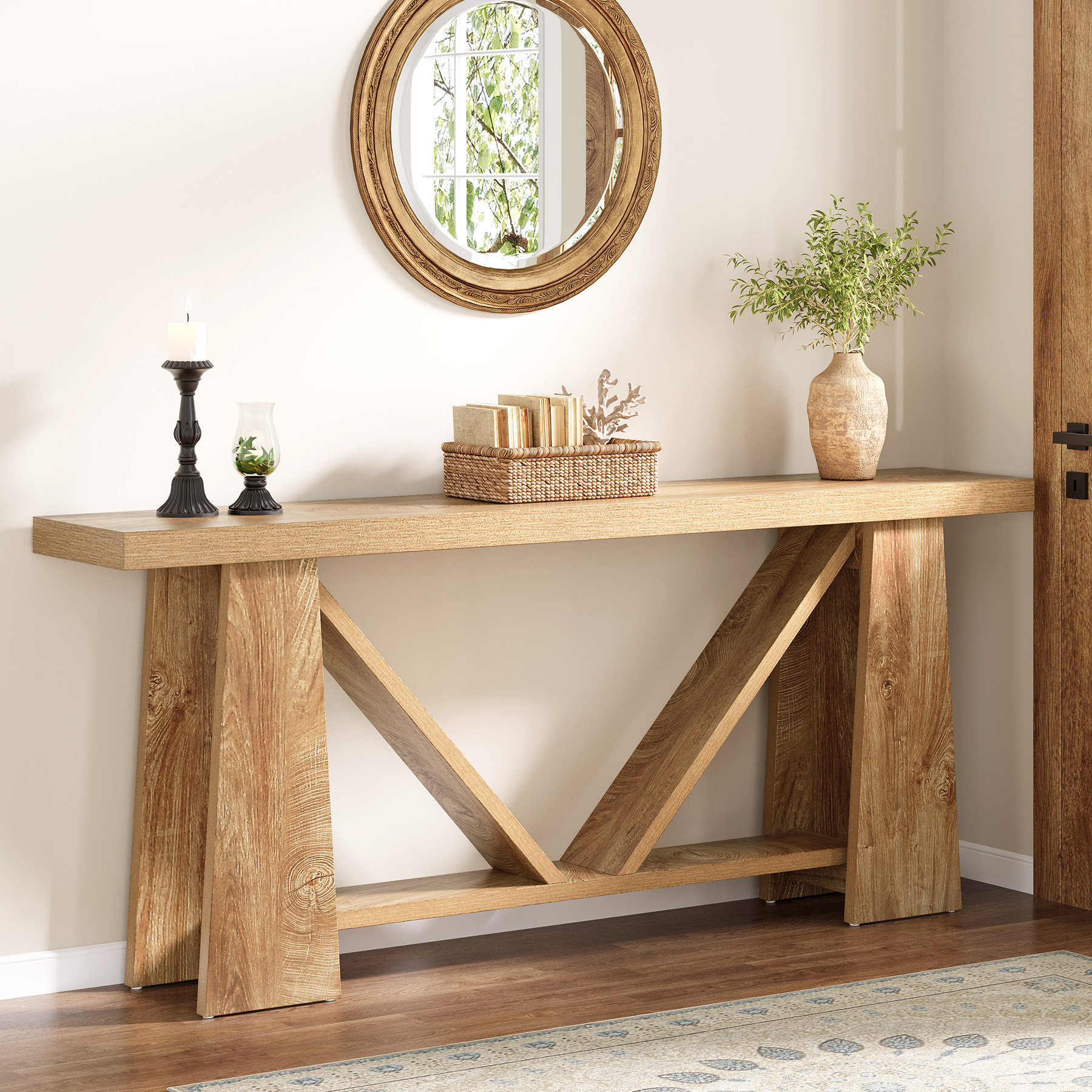 Millwood Pines 70.9" Extra Long Console Table, Farmhouse Entryway Table ...