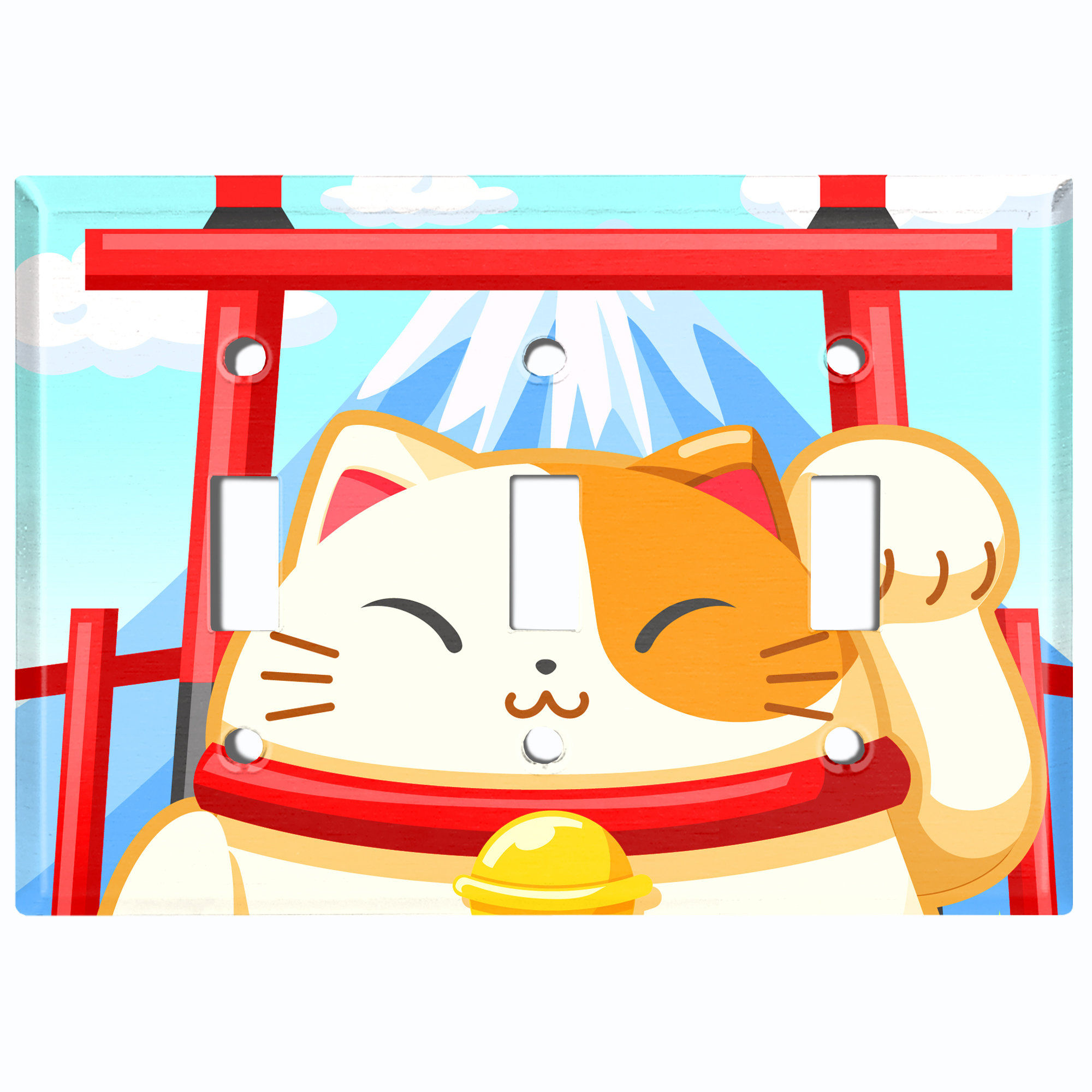 WorldAcc Metal Light Switch Plate Outlet Cover (Lucky Cat - Triple ...