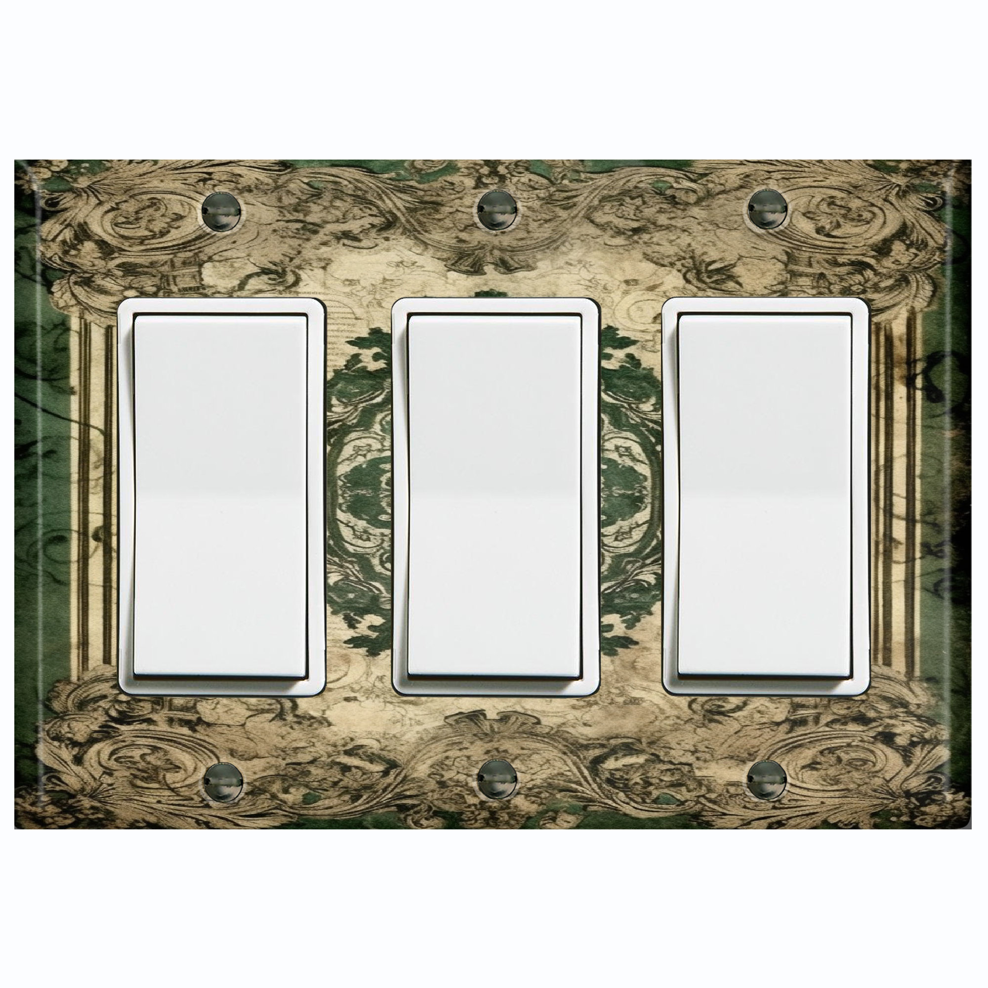 WorldAcc Metal Light Switch Plate Outlet Cover (Elegant Biege Damask ...