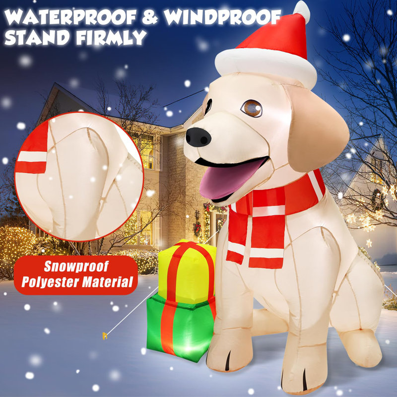 The Holiday Aisle® 5FT Christmas Inflatable Lab Dog with LED Lights for ...