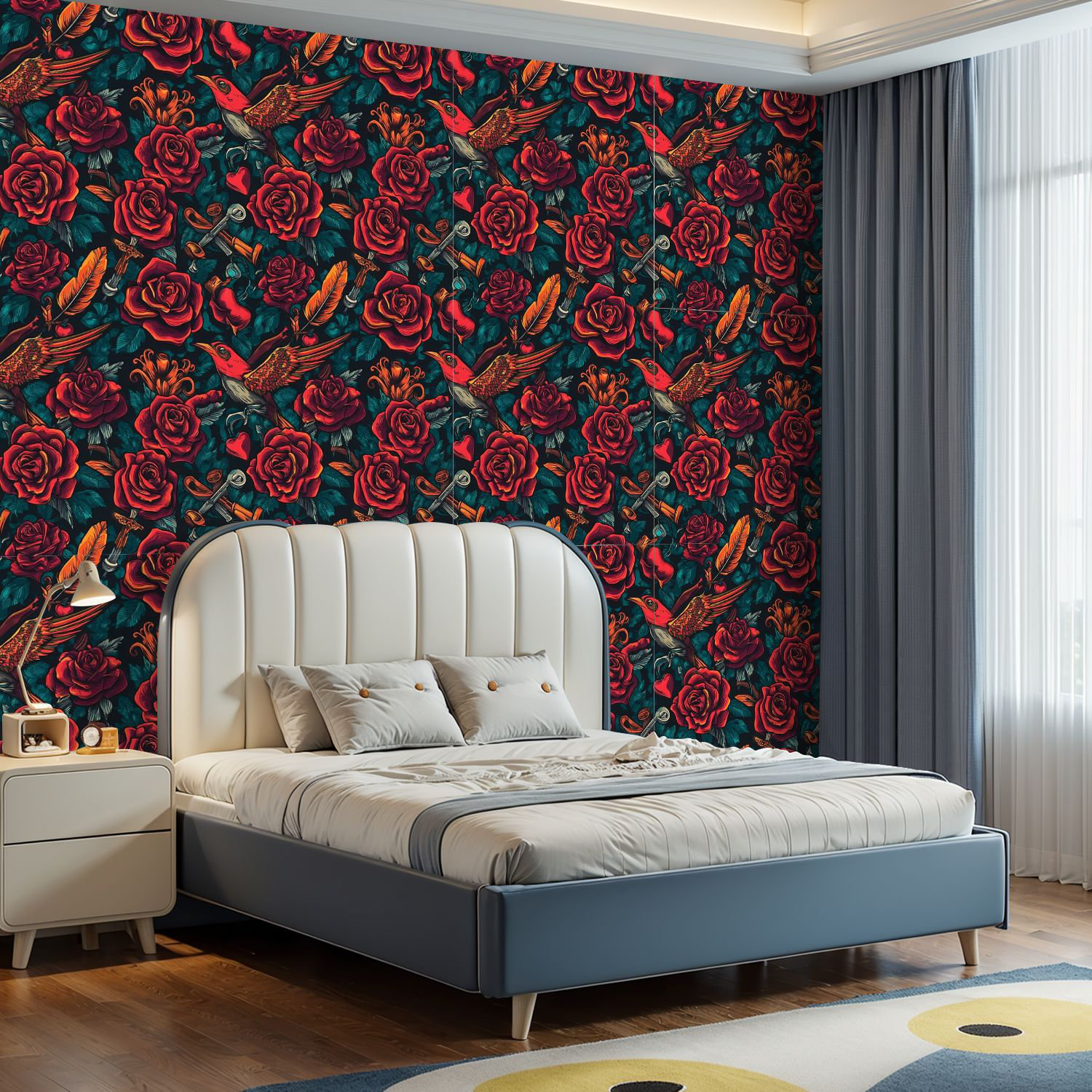 Latitude Run® Peel and Stick Wallpaper Contact Paper Vintage tattoos ...