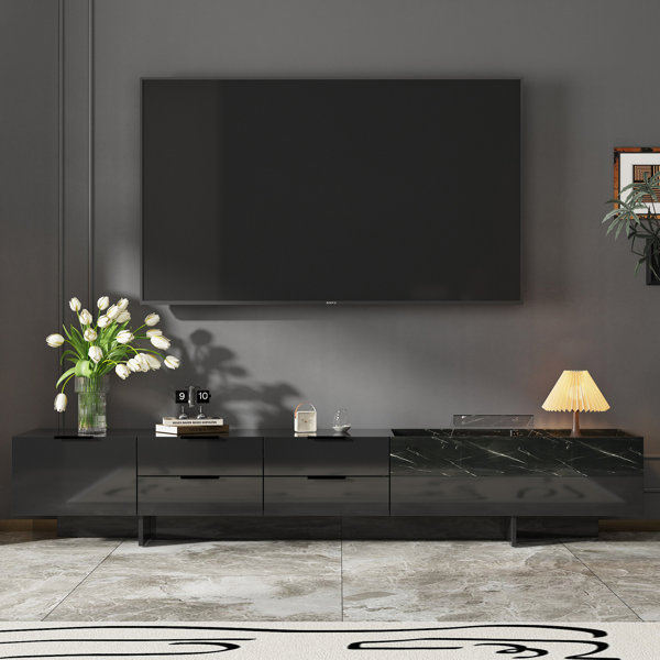 Ivy Bronx Modern Black TV Stand With Drawer And Open Storage ...