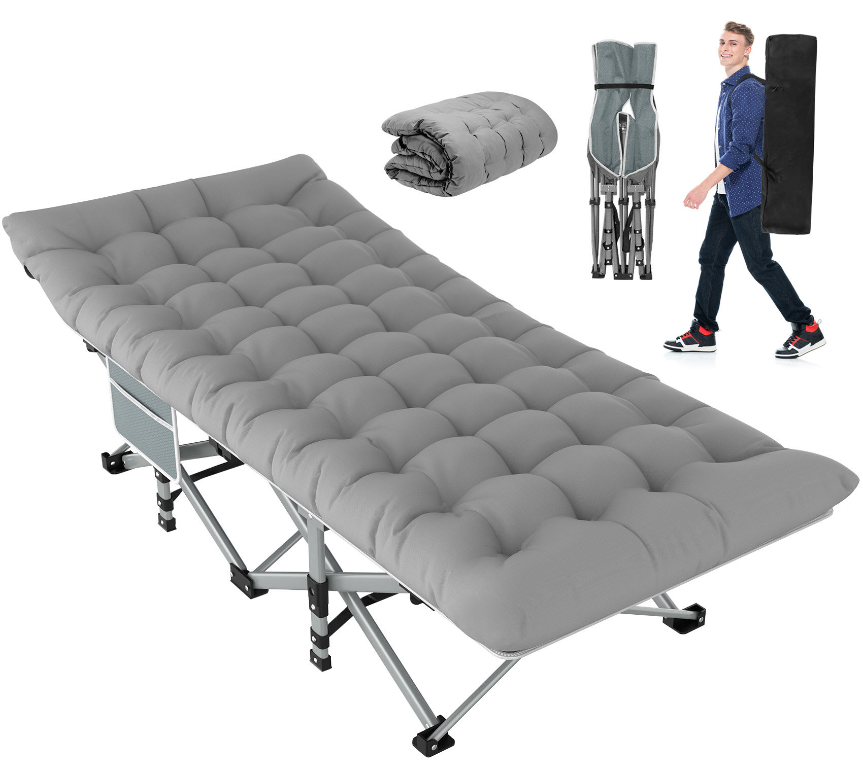 Suteck Folding Camping Cot Portable Outdoor Heavy Duty Sleeping Cot ...