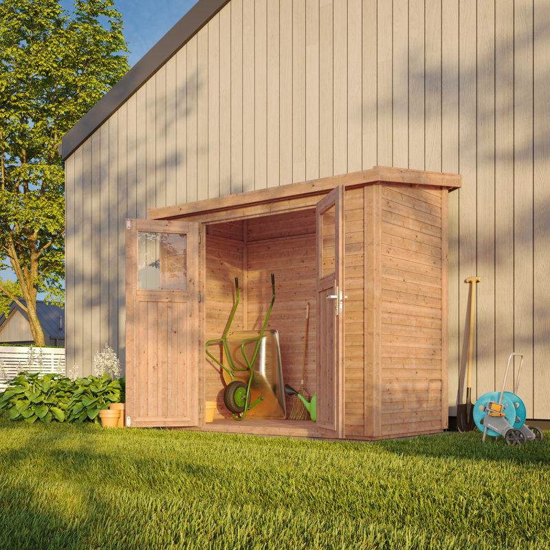 Leisure Season 8 ft. W x 4 ft. D HEAVY DUTY Solid Wood Lean-to Storage ...