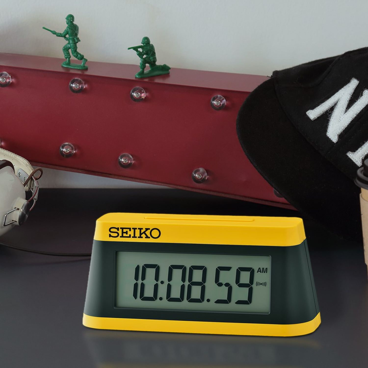 Seiko Digital Electric Tabletop Clock with Alarm in Yellow/Black | Wayfair