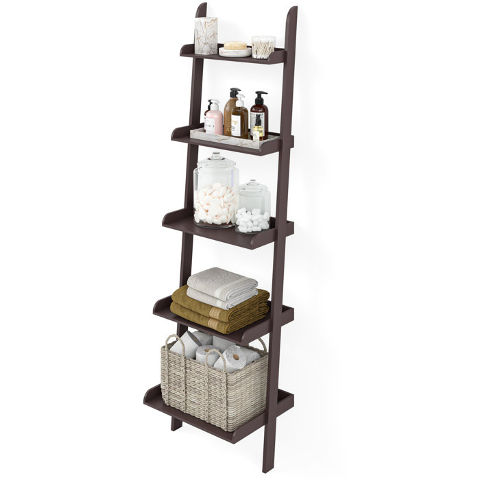 Ballucci Lado 5-Tier 67" H x 18" W Wood Leaning Ladder Bookcase ...