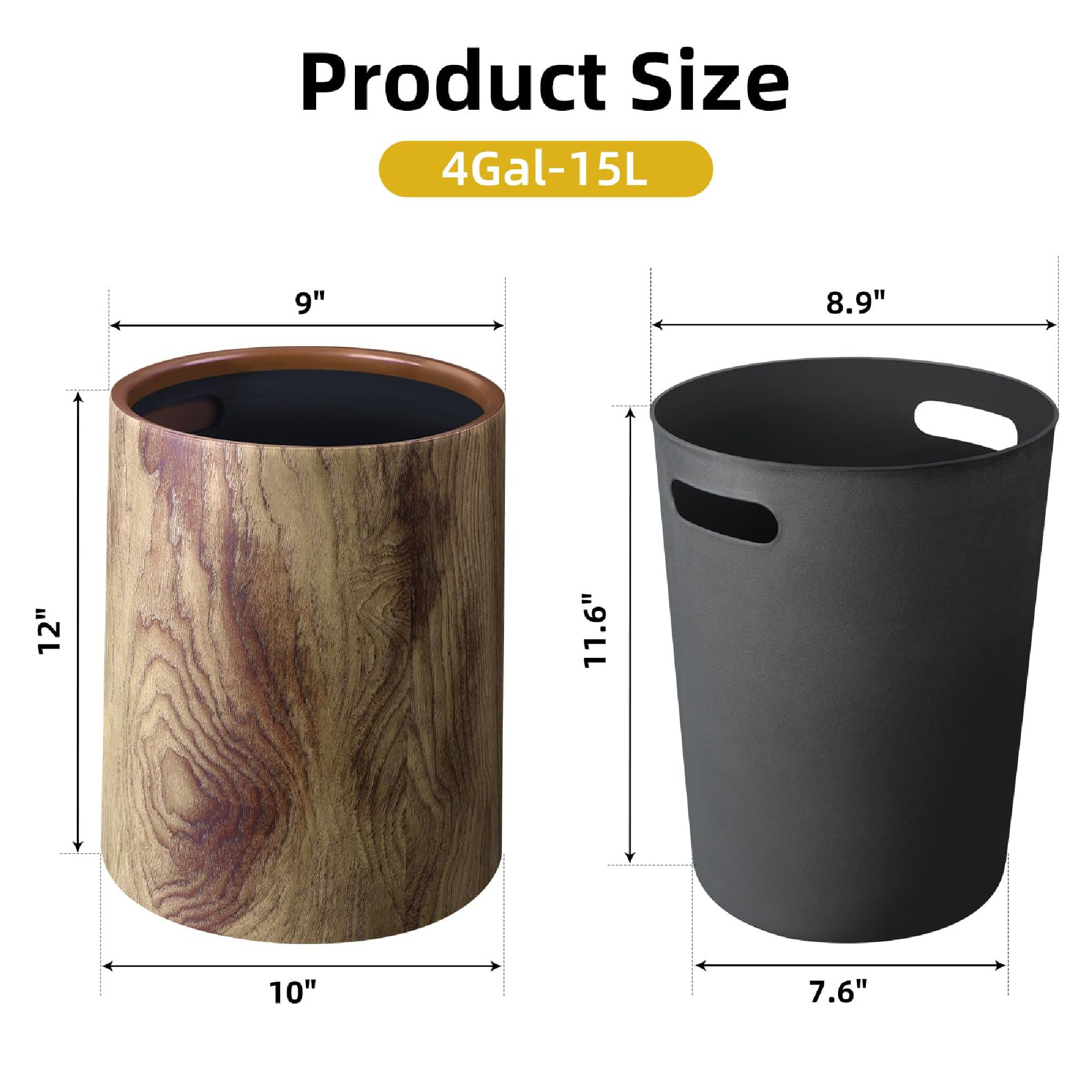 INTEGATOIC LLC Vintage-Inspired Plastic Trash Bin With Reinforced Inner ...