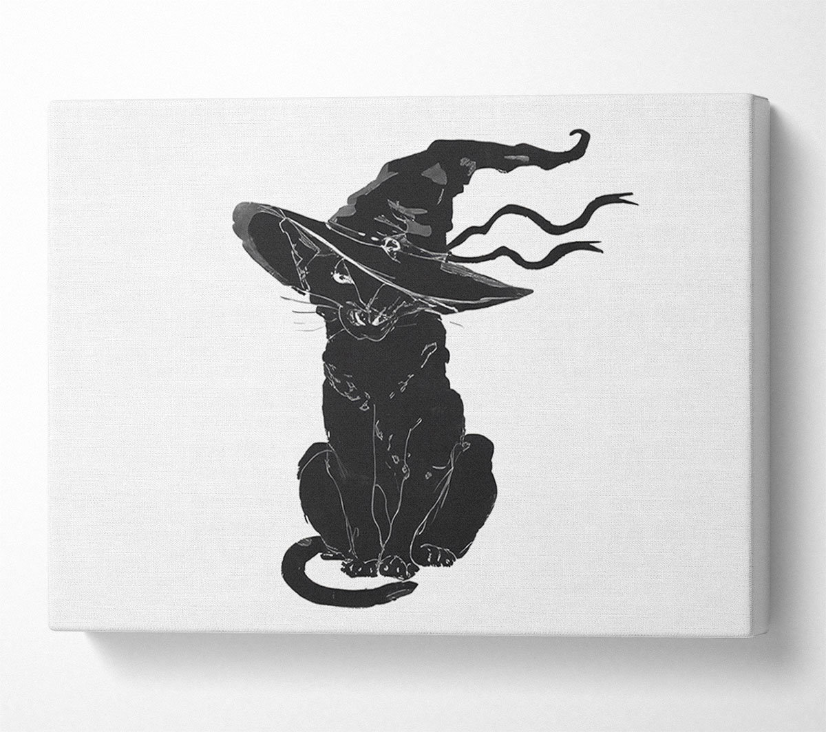 Happy Larry Black Cat Witches Hat Canvas Watercolour | Wayfair.co.uk