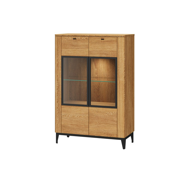 Alpen Home Rashon Manufactured + Solid Oak Wood 2-Door Display Cabinet ...