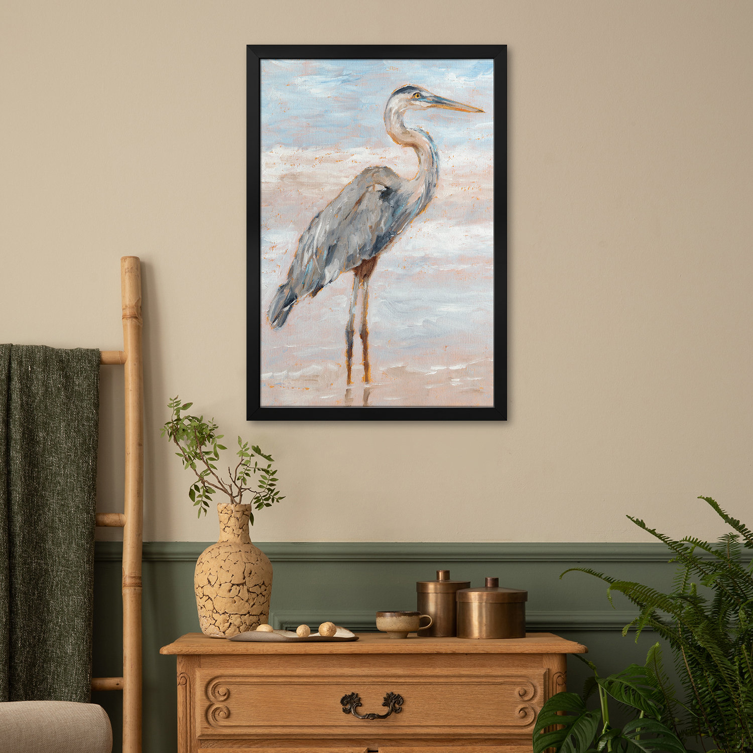 Dovecove Beach Heron I Premium Framed Poster by Ethan Harper | Wayfair