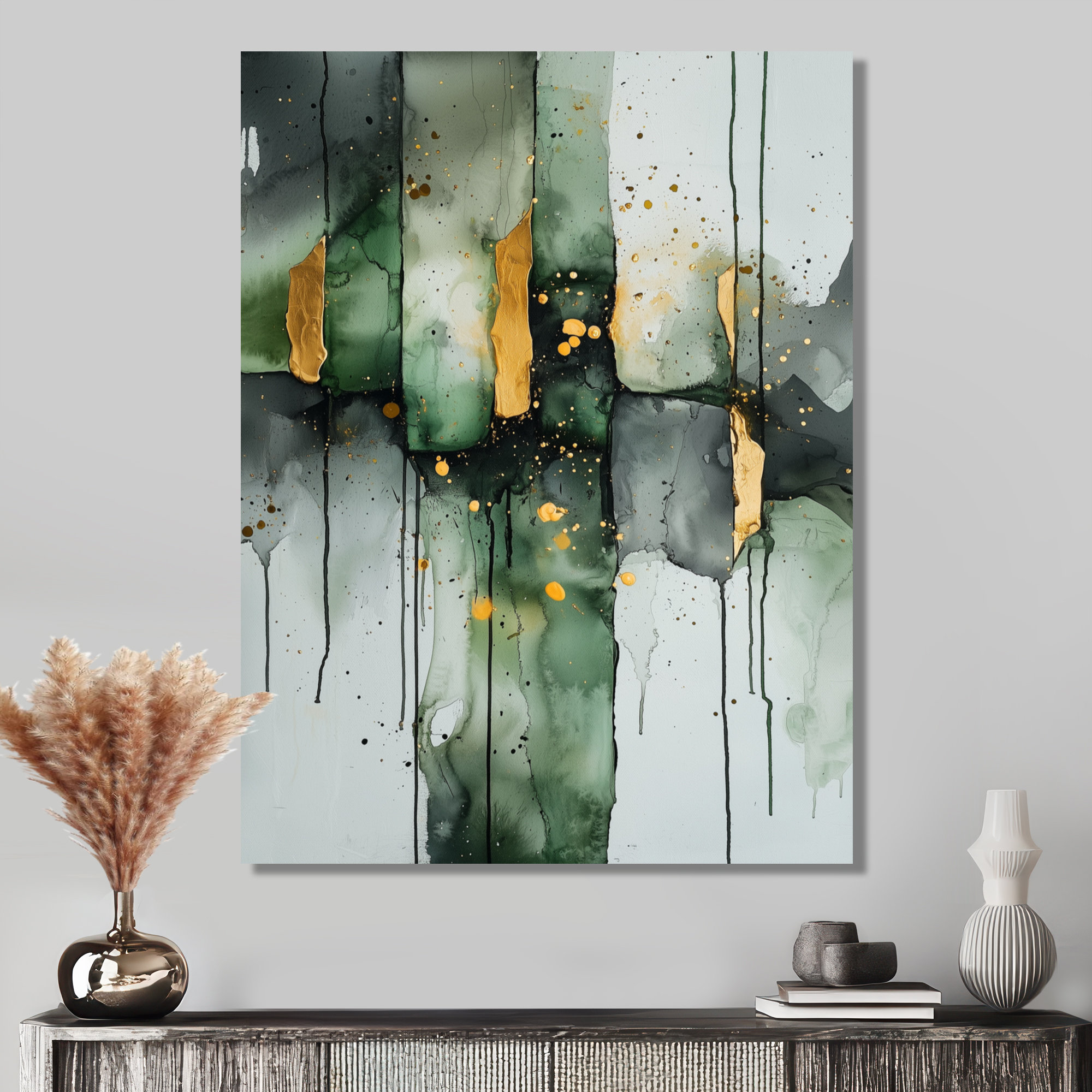 Latitude Run® Gold Green Ethereal Optical Currents III - Fauvism Metal ...