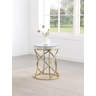 Mercer41 Yanaton Round Mirror Top Stainless Steel End Table Gold | Wayfair