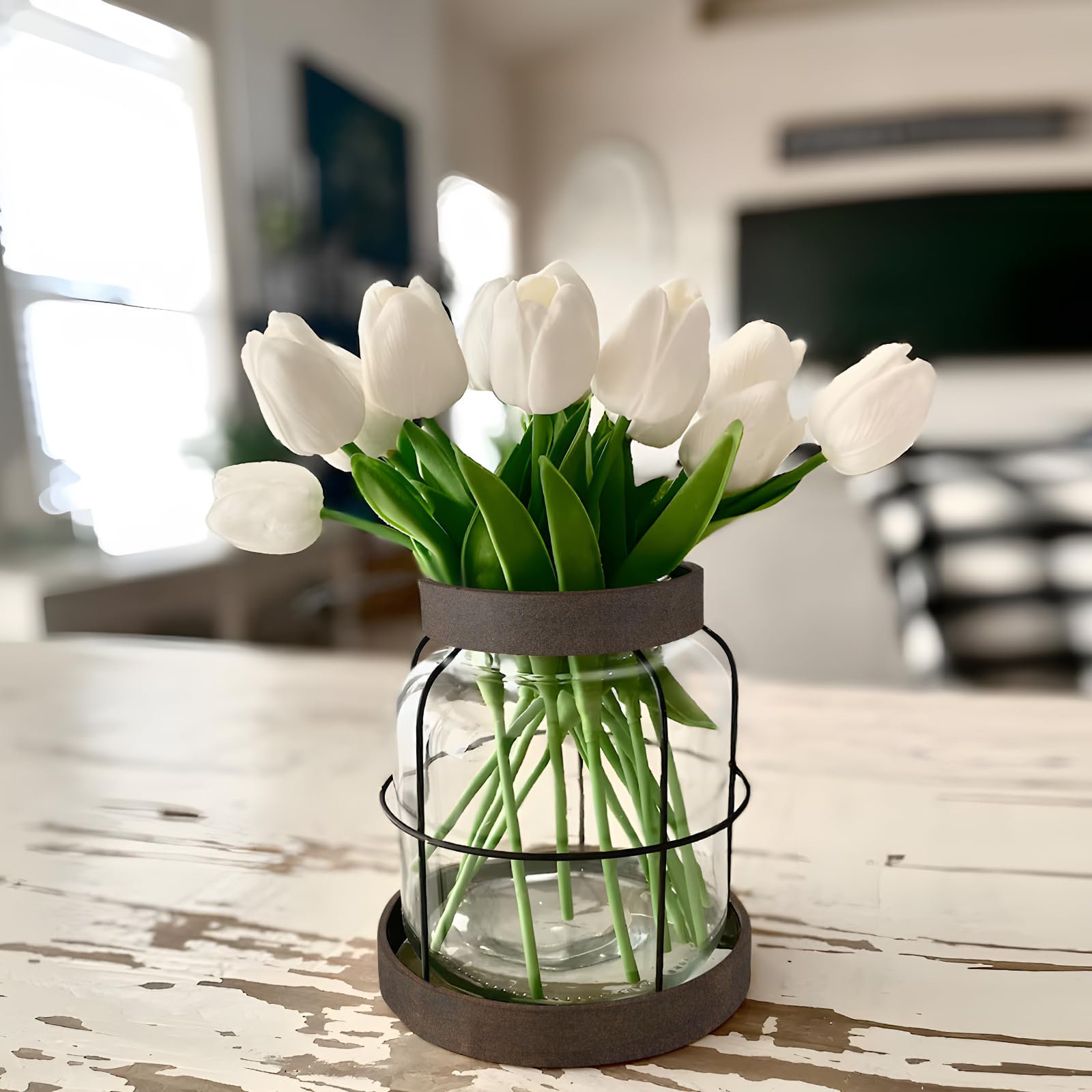 Breakwater Bay Farmhouse Glass Vase, Vintage Vase For Flowers With ...