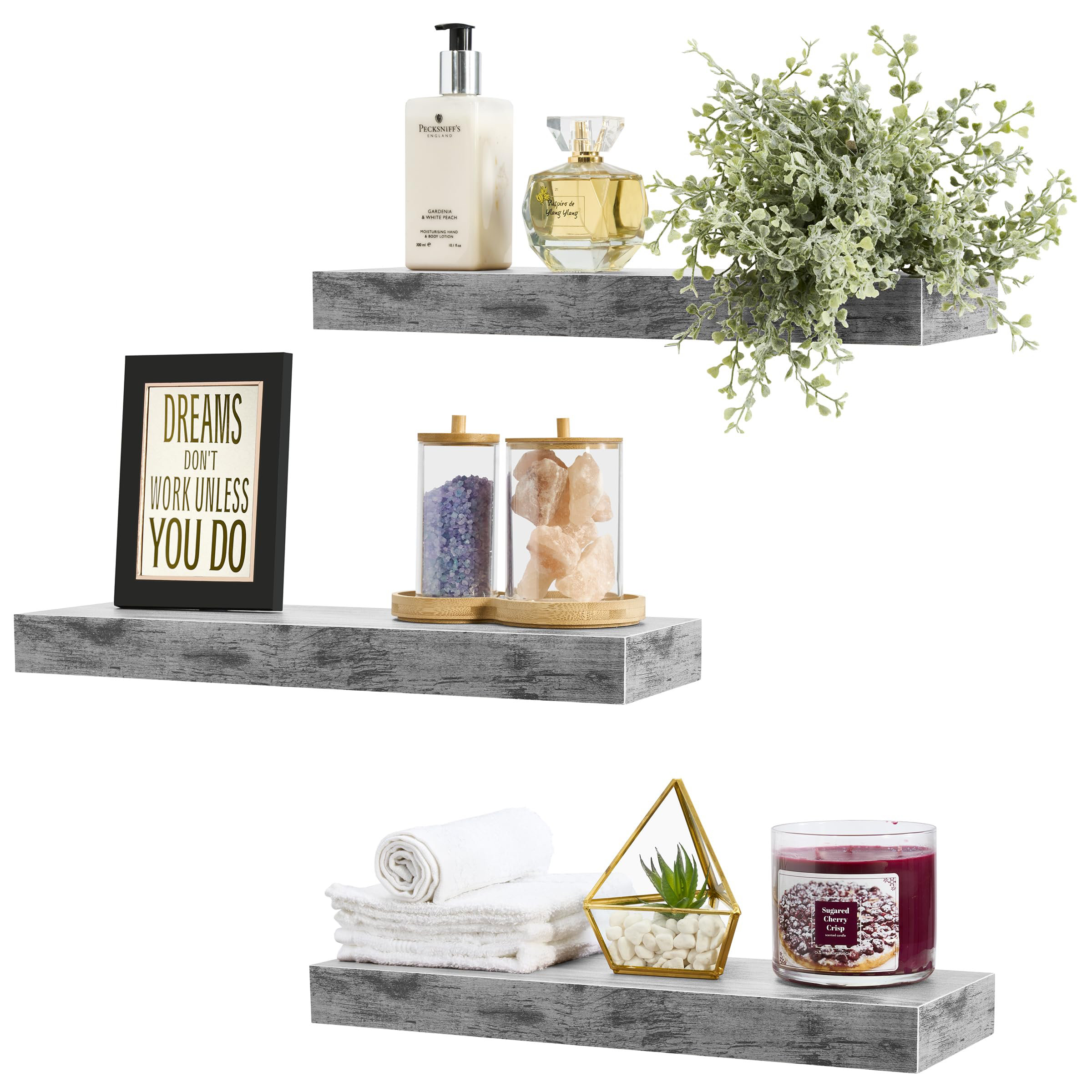 Hokku Designs Lightweight Floating Shelves Set Of 3, Modern Wall ...