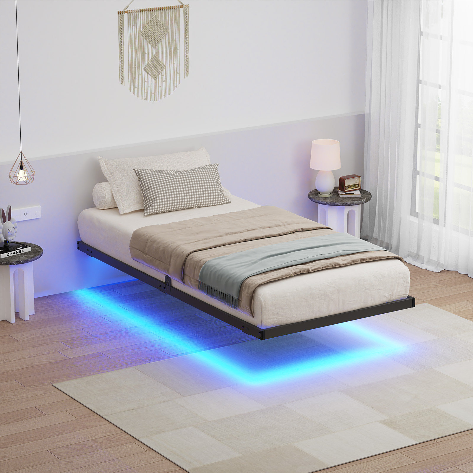 Wrought Studio™ LED Floating Bed Frame No Box Spring Needed & Reviews ...