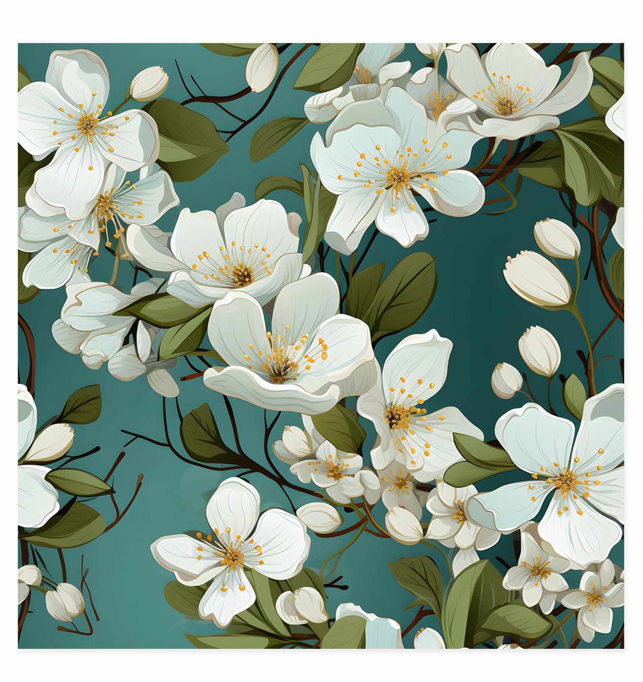 Winston Porter Floral Jasmine Flowers VI Modern Unframed Art Print ...