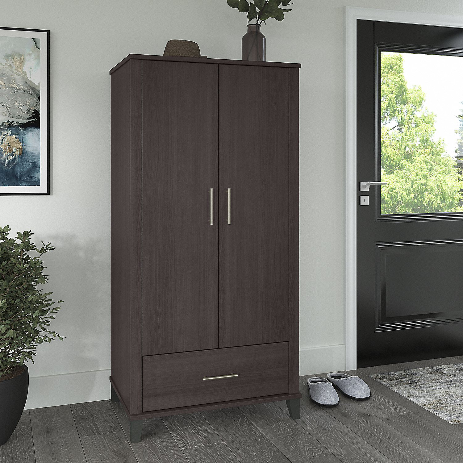 Wade Logan® Anousha Tall Entryway Cabinet With Doors And Drawer | Wayfair