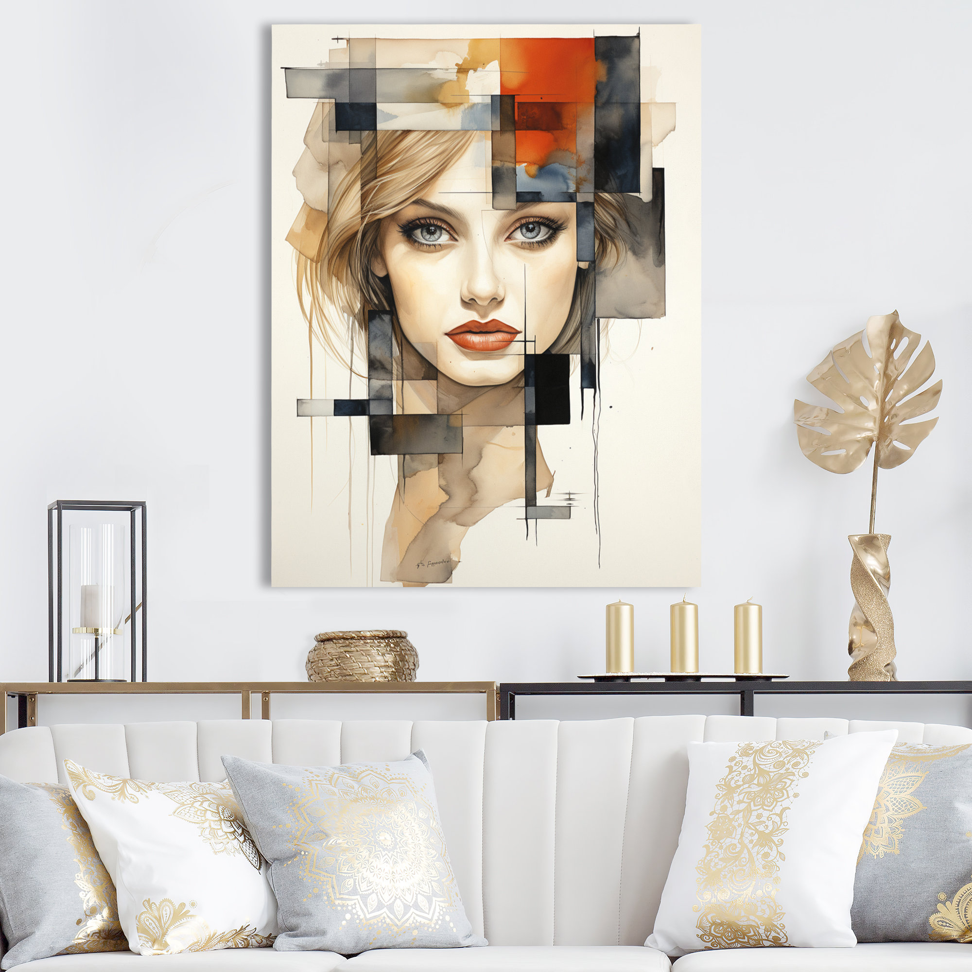 Mercer41 Fashion Lovely Cubic Portrait I Framed On Canvas Print | Wayfair