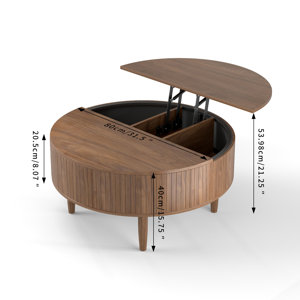 George Oliver Fluted Round Lift Top Coffee Table With Storage ...