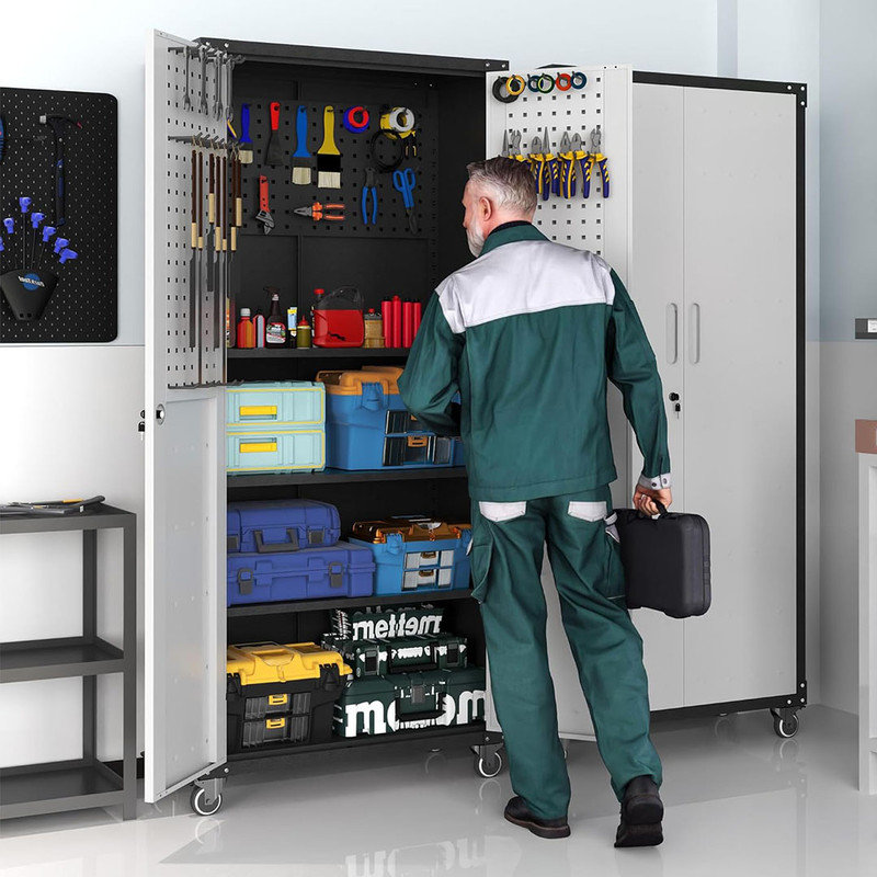 WFX Utility™ Garage Metal Storage Cabinet with Pegboard and Adjustable ...