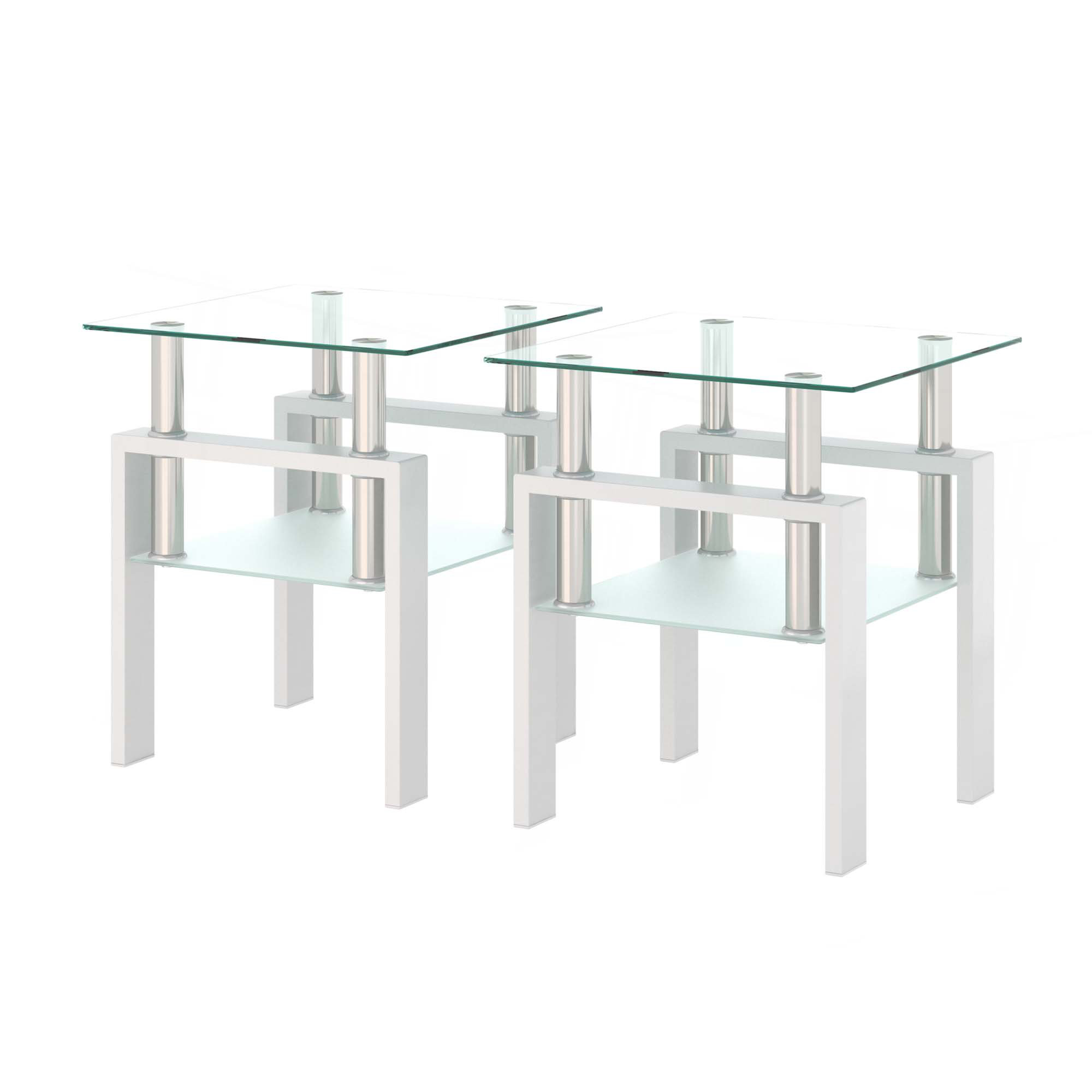 Ivy Bronx Set Of 2, Modern Tempered Glass Tea Table Coffee Table End ...