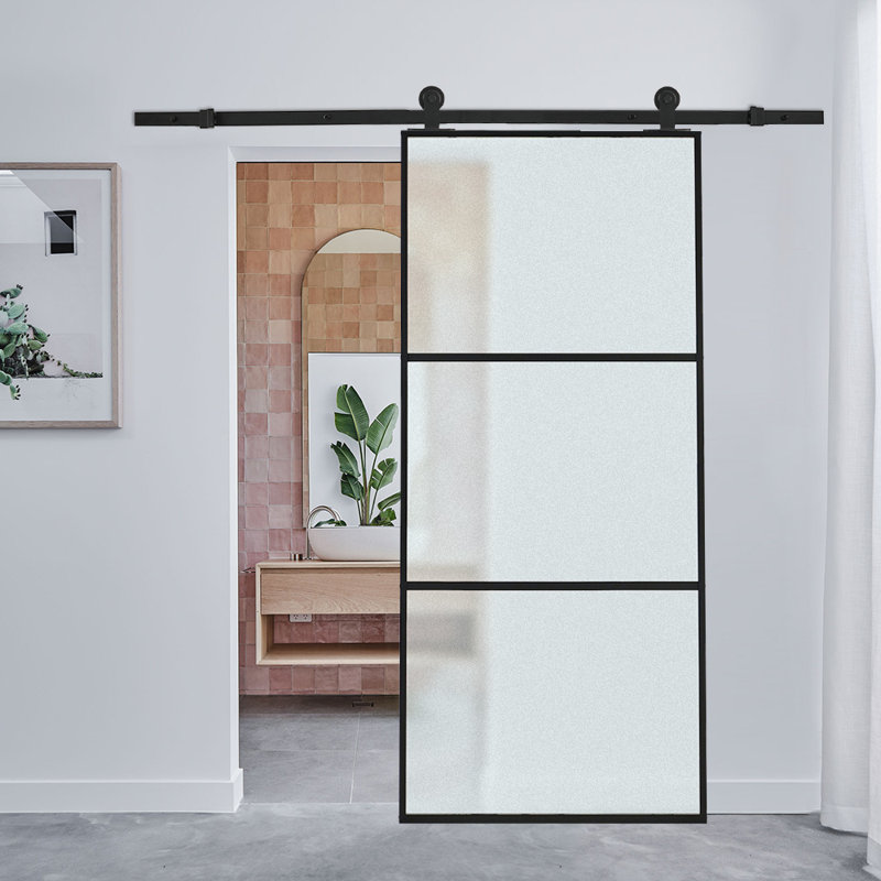 Ebern Designs Lamberth Glass Barn Doors | Wayfair.co.uk