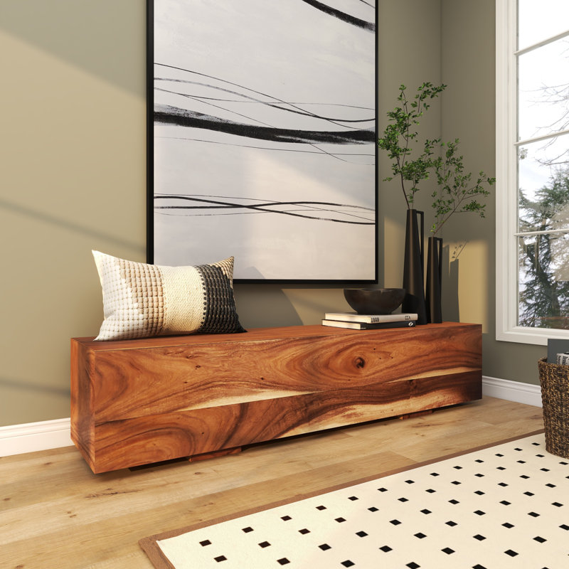 Corrigan Studio® Wood Block Rectangular Bench with Elevated Base ...