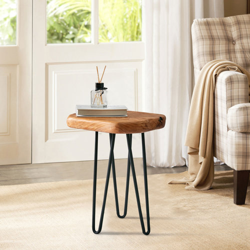 Millwood Pines Solid Wood 3 Legs End Table & Reviews | Wayfair