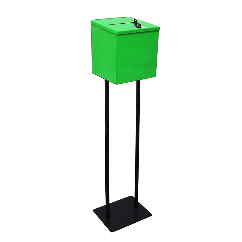 FixtureDisplays Stand with Metal Donation Box Suggestion Box Charity ...