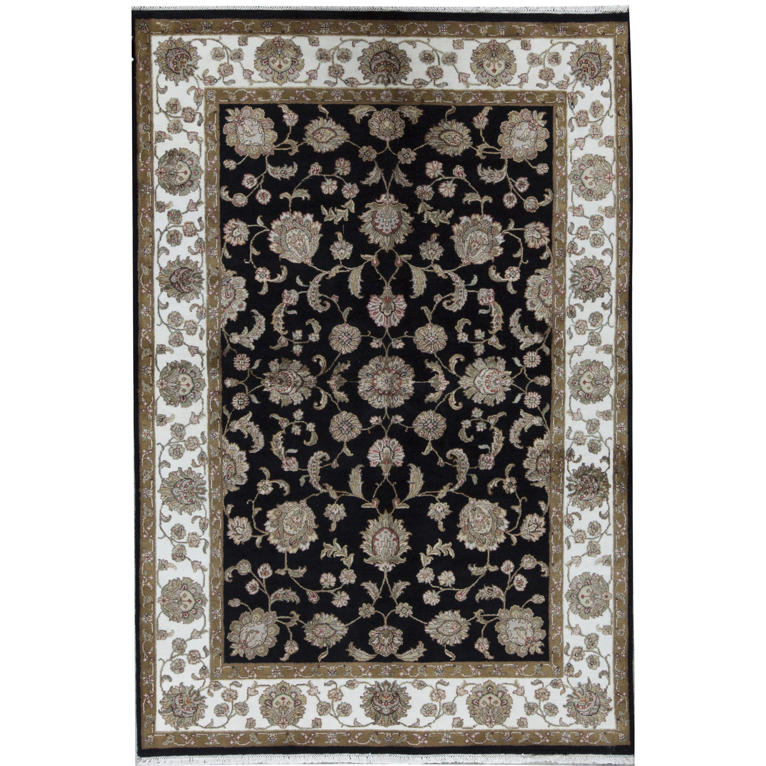 Bokara Rug Co., Inc. Hand-Knotted High-Quality Black and Cream Area Rug ...