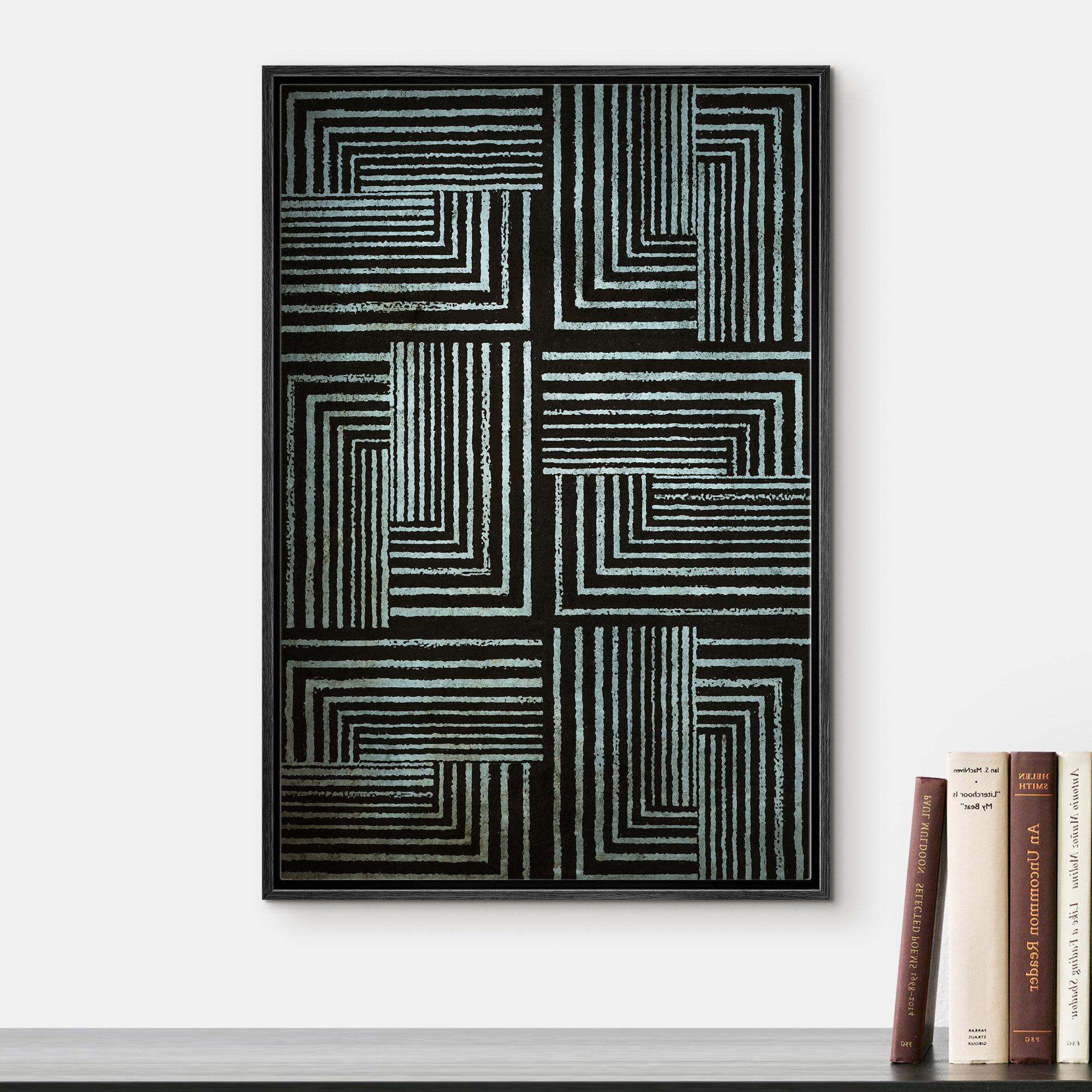 SIGNLEADER Framed Canvas Print Wall Art Squares With Symmetrical Line ...