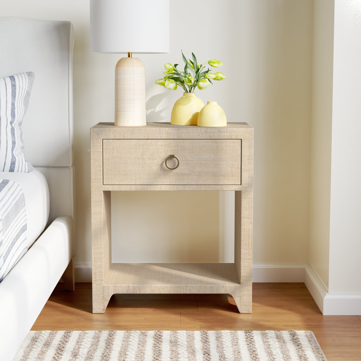Birch Lane™ Cleo Raffia 1 - Drawer Nightstand & Reviews | Birch Lane