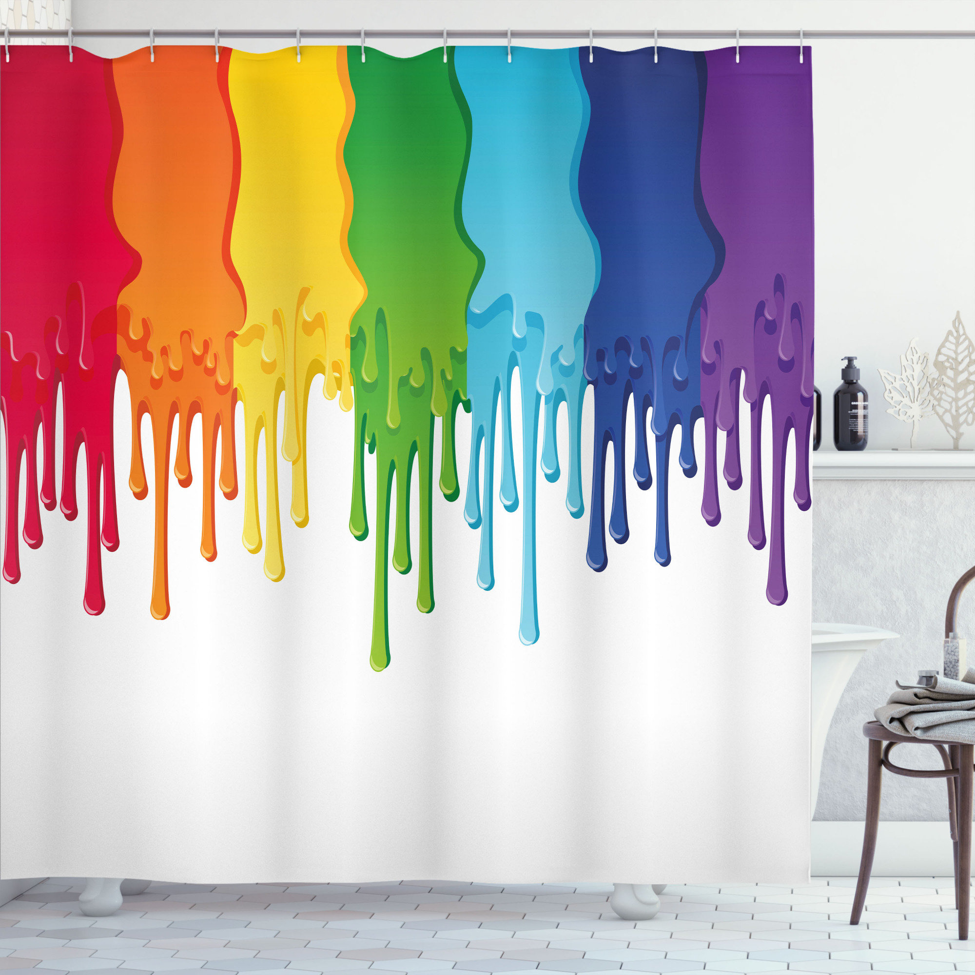 East Urban Home Rainbow Colored Paint Single Shower Curtain & Reviews ...